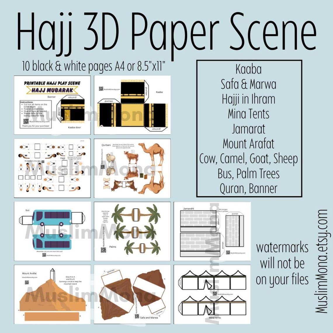 Hajj 3D Scene Printable: Islamic Craft & Learning Kit (PDF) - Etsy