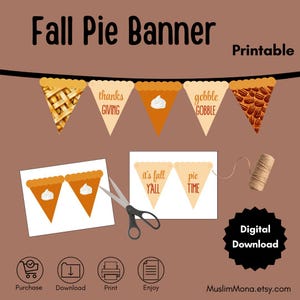 Fall Pie Slice Bunting Banner – Printable Thanksgiving Decor With Cozy ...