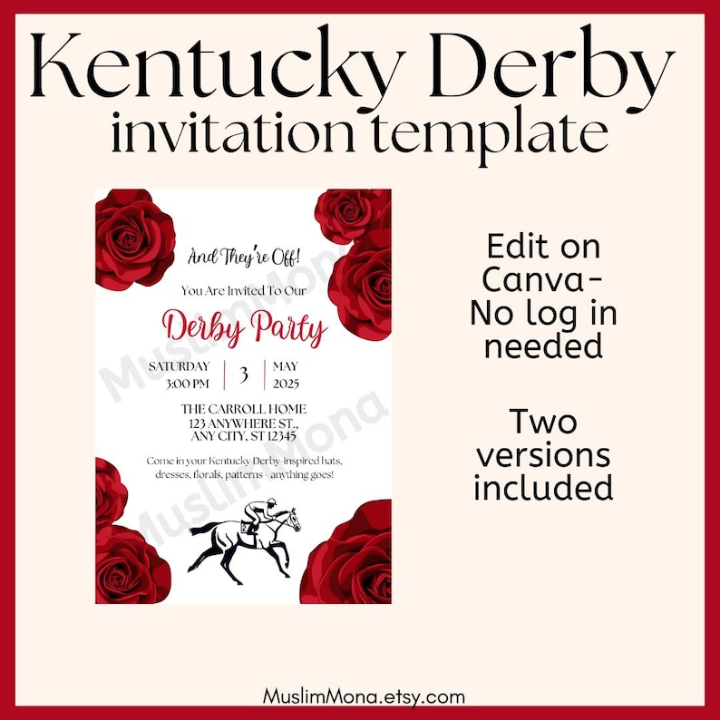 Kentucky Derby Invitation Editable Template Printable - Etsy