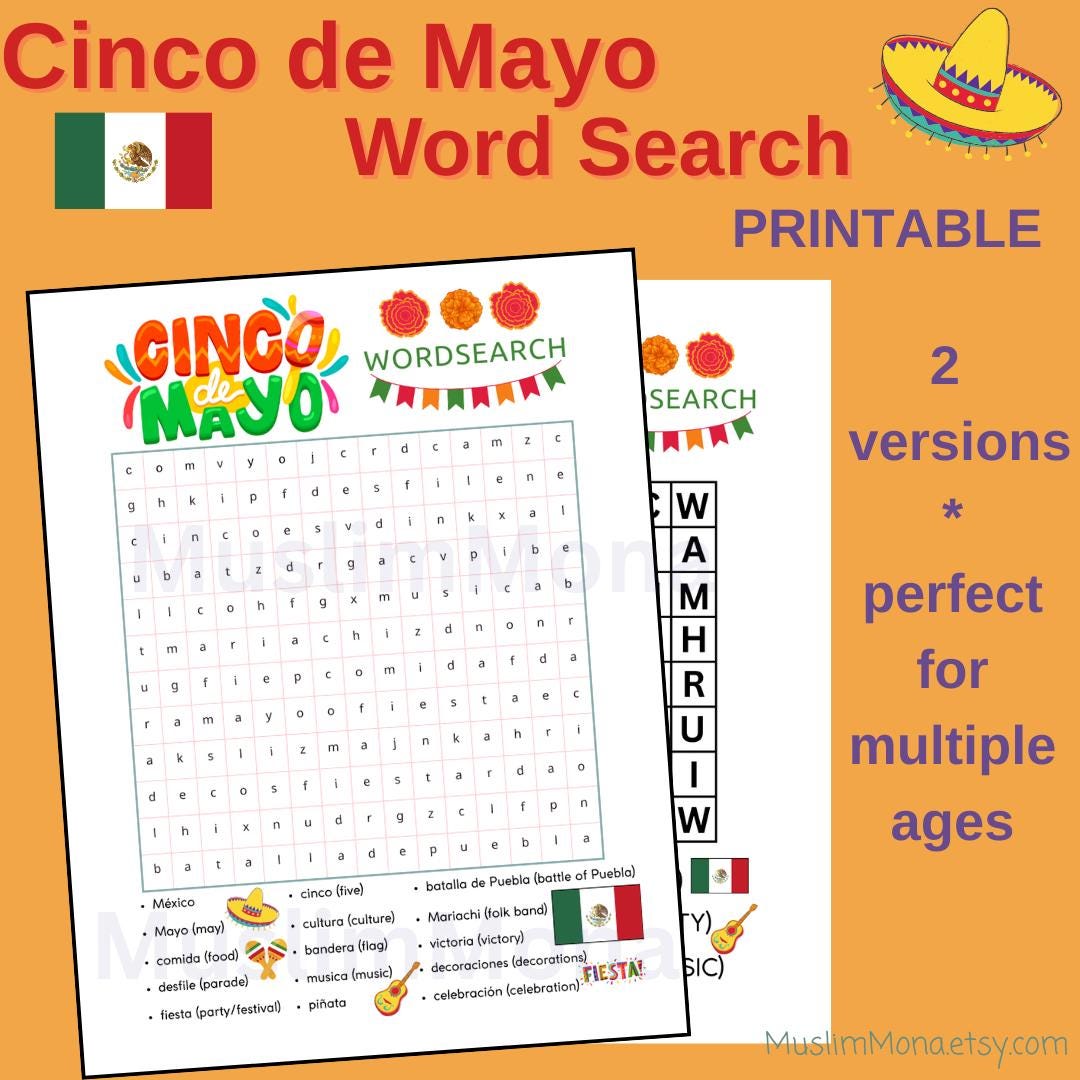 Cinco De Mayo Word Search Activity Digital Download Printable - Etsy