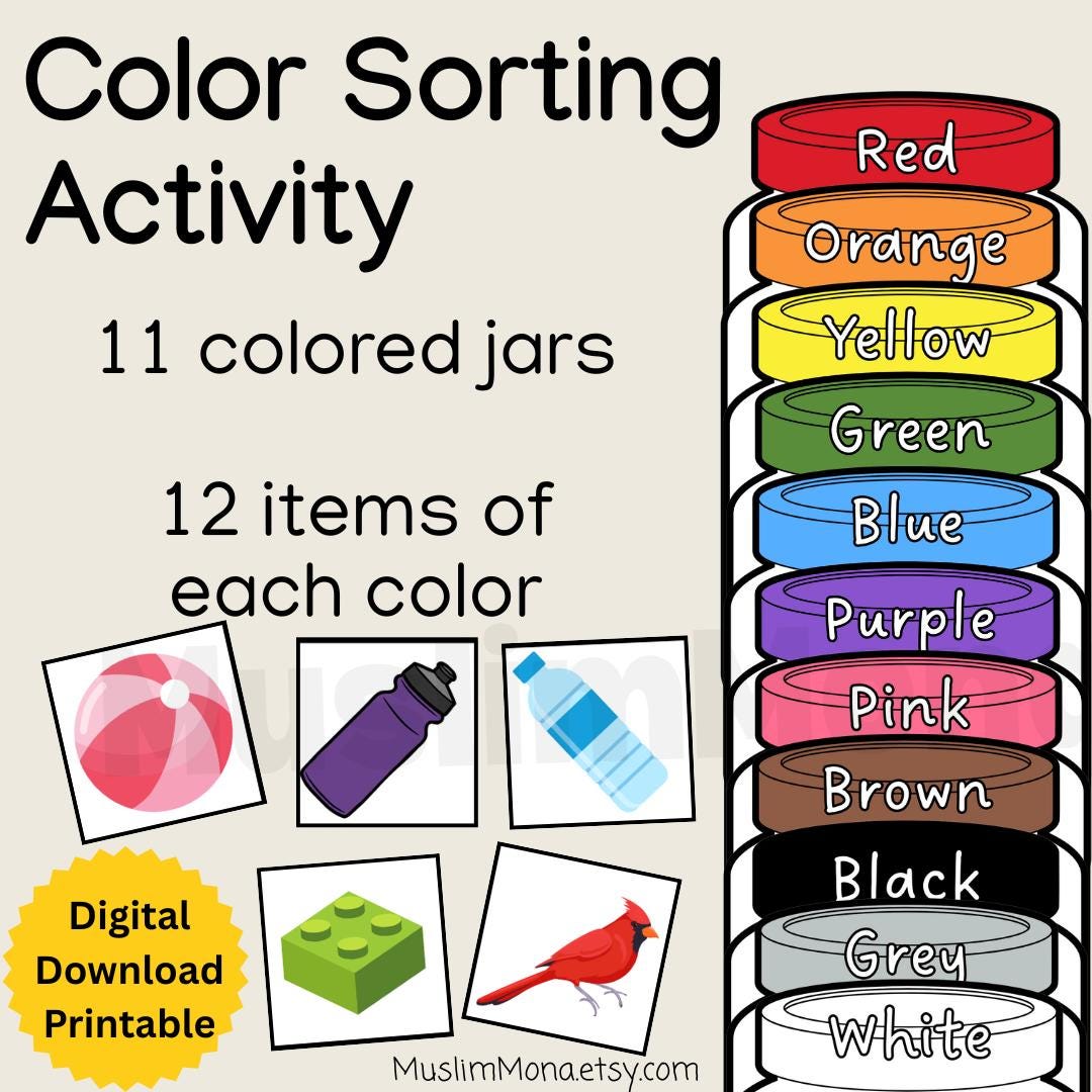 Color Sorting Preschool Toddler Homeschool Learning Activity Printable ...