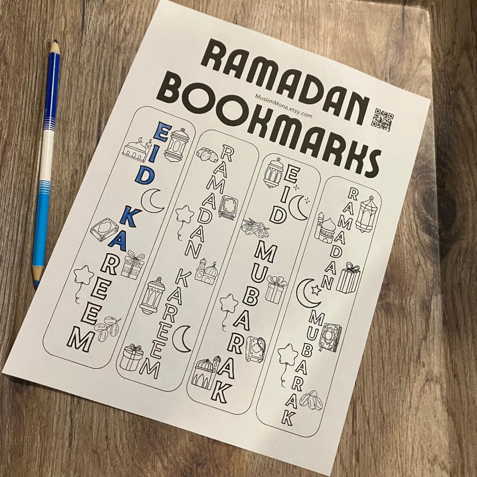 Ramadan Eid Coloring Bookmarks Printable Classroom or Masjid Activity ...