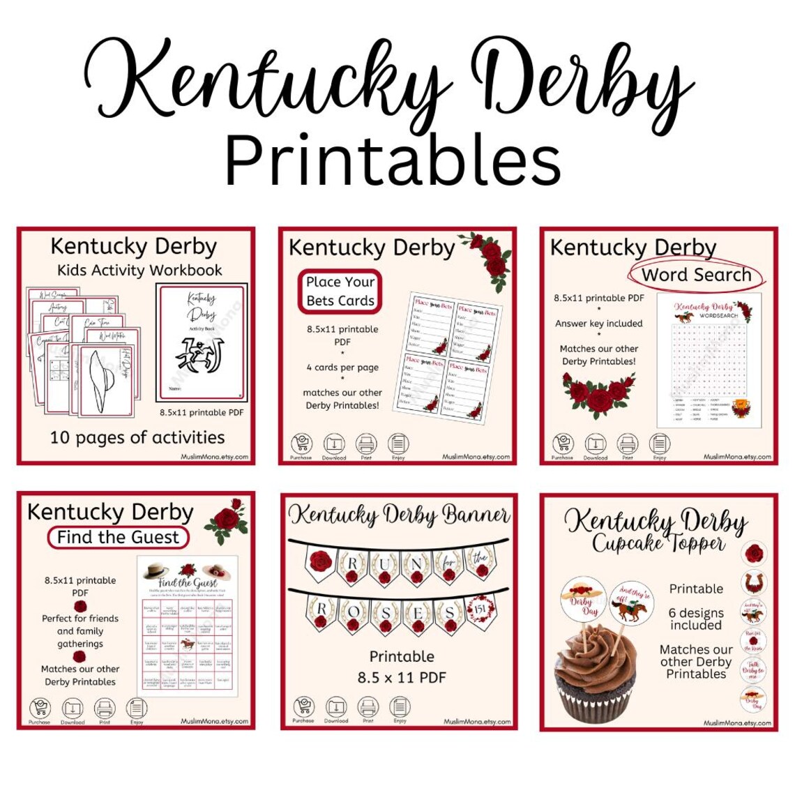 Kentucky Derby Bingo Cards Printable Derby Activity Game - Etsy