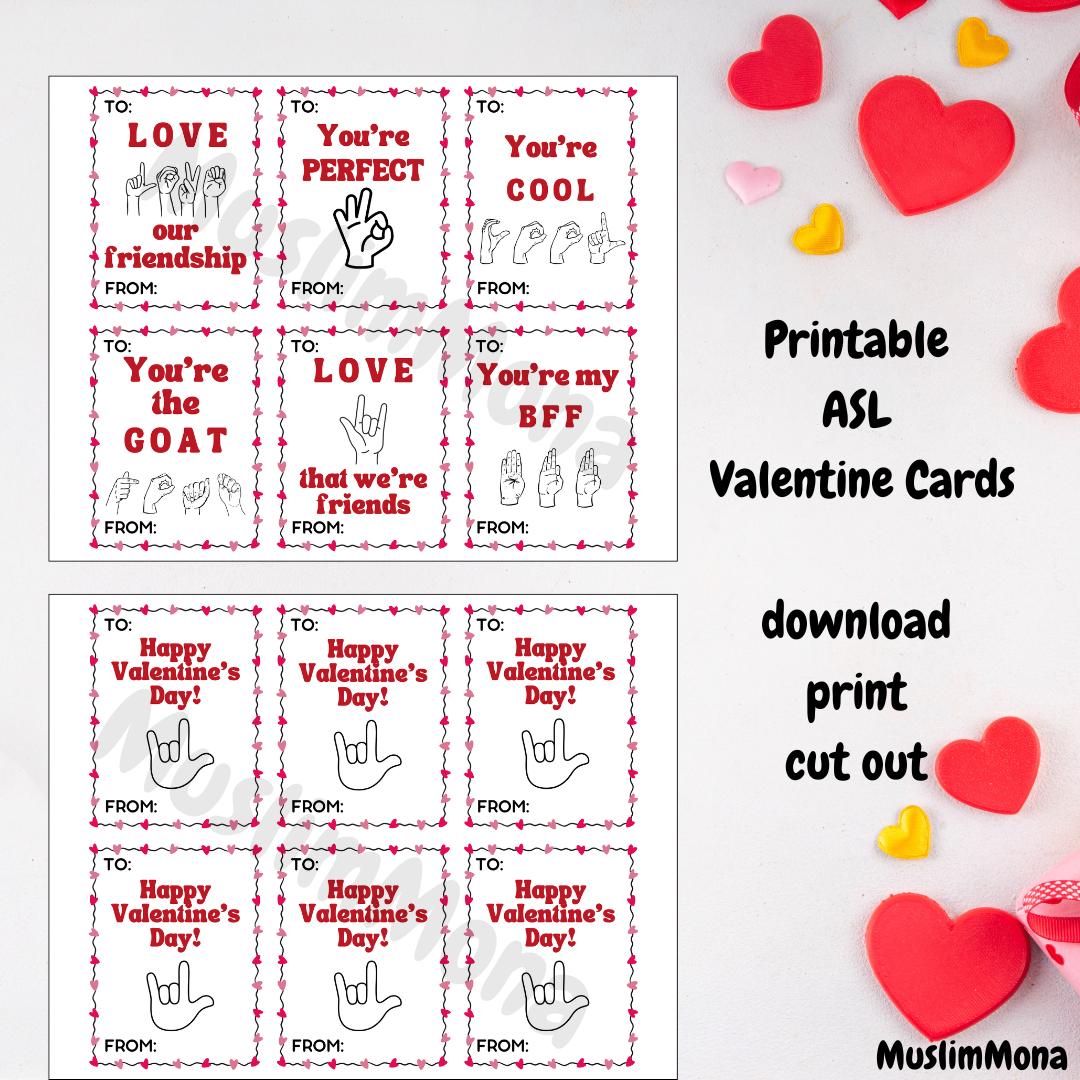 Printable American Sign Language Valentine, ASL Classroom Valentine ...