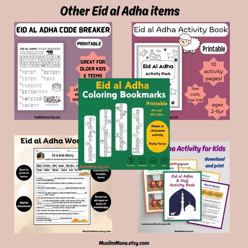 Eid Al Adha Craft Hajj Mubarak Coloring Bookmarks Printable Activity - Etsy