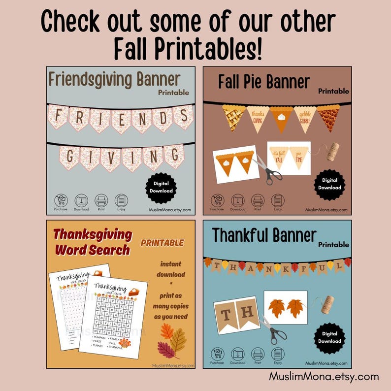 Fall Pie Slice Bunting Banner – Printable Thanksgiving Decor With Cozy ...