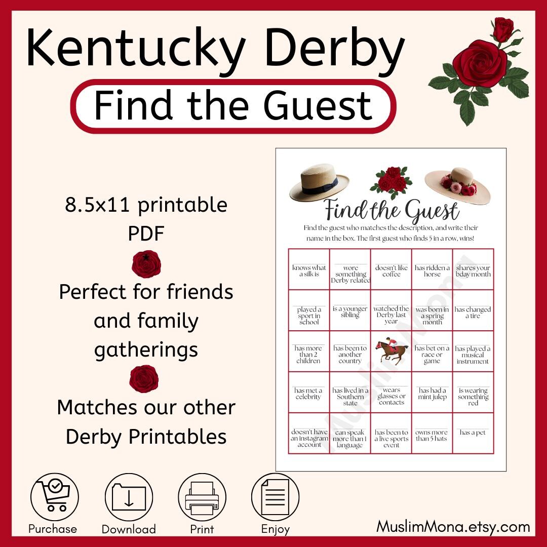 Kentucky Derby Activity Derby Find the Guest Game Printable - Etsy