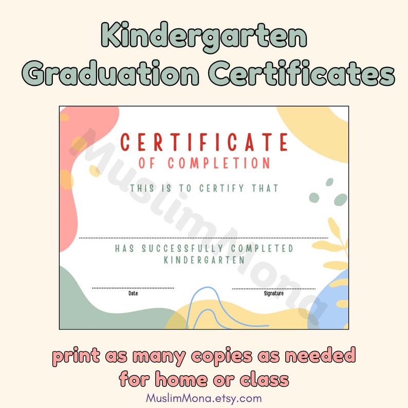 Pastel Printable Graduation Certificates – Preschool Graduation ...