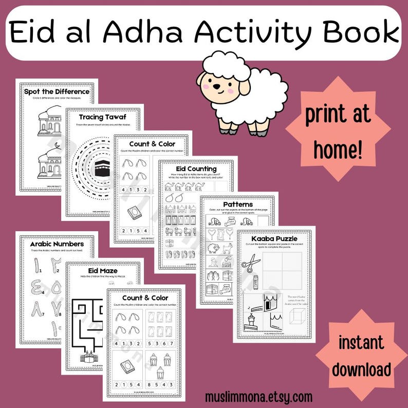 Eid Al Adha Activity and Coloring Book Printable for Preschool 2-6 Year ...