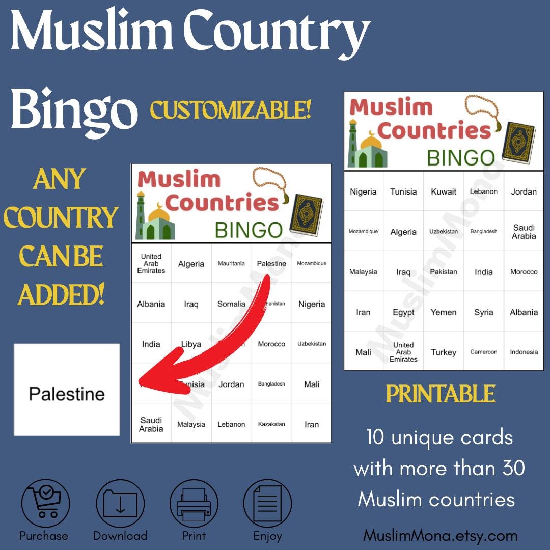 Muslim Countries Bingo Game: Customizable Party Activity (printable) - Etsy
