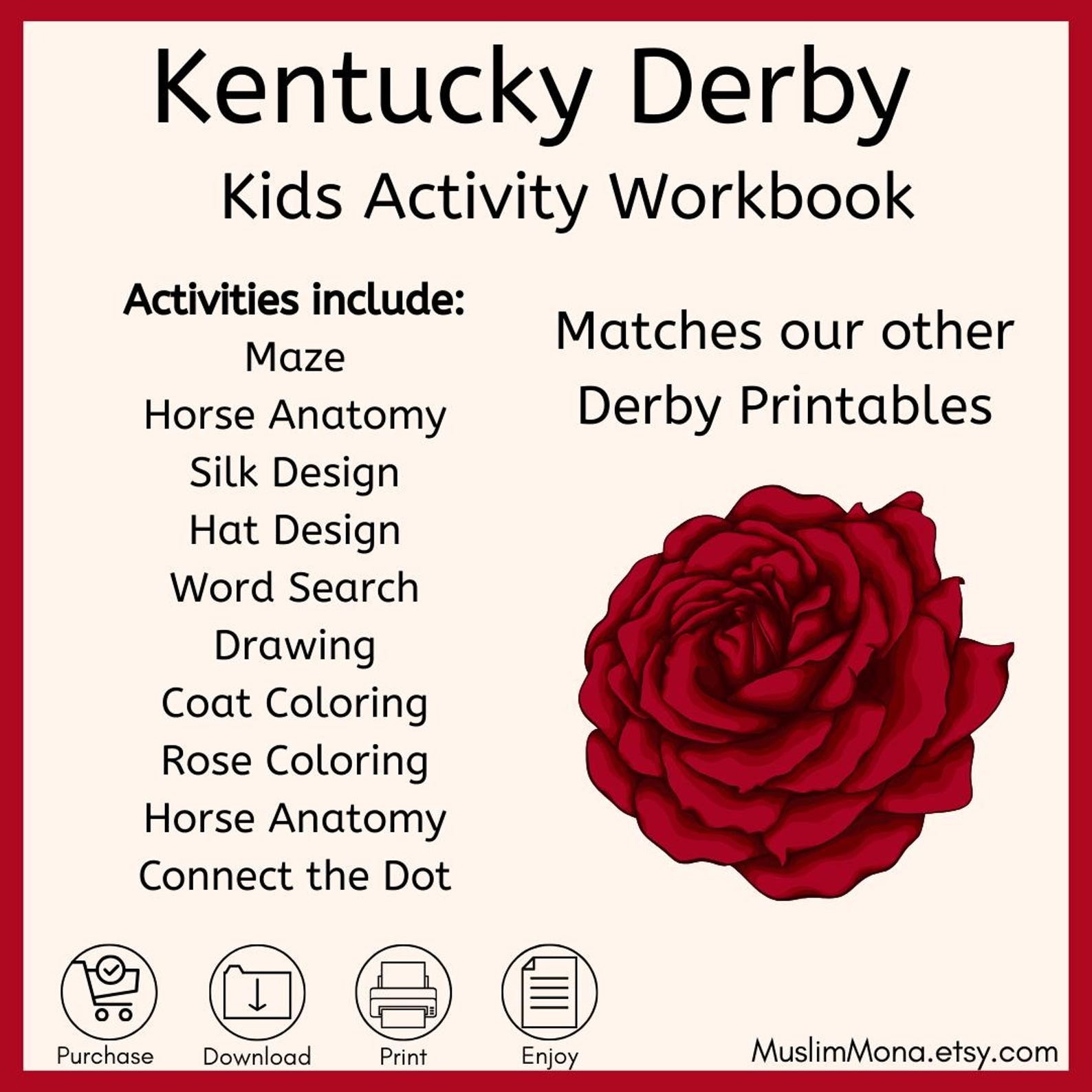 Kentucky Derby Activity for Kids, Derby Coloring - Etsy