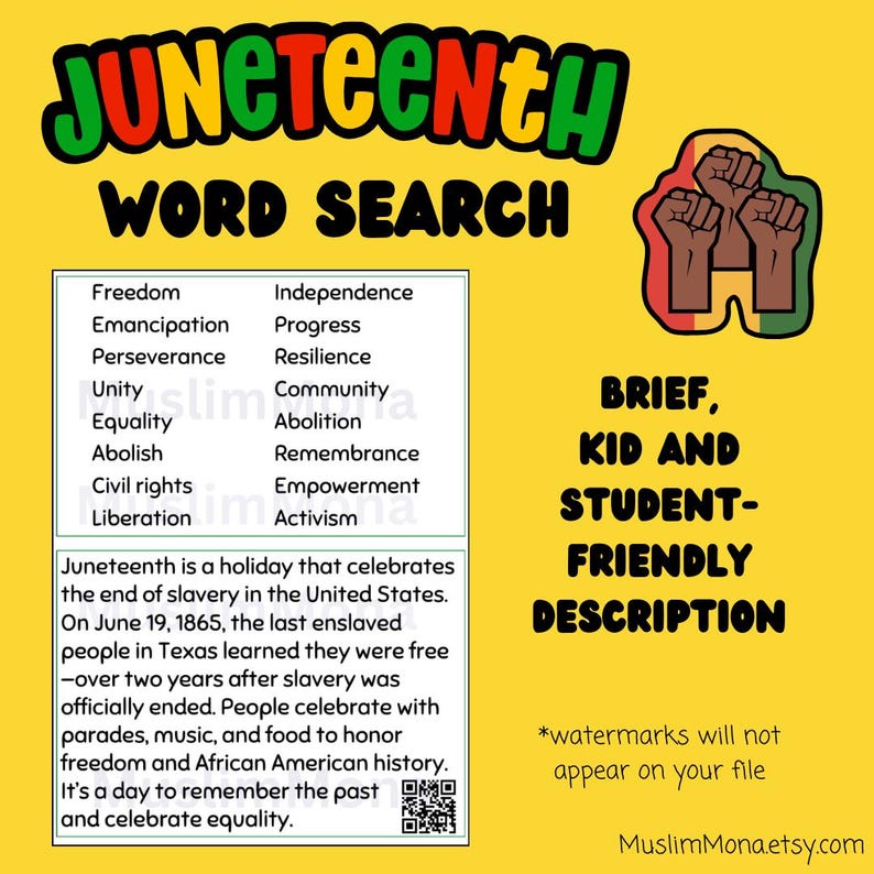Juneteenth Word Search Printable | Educational Activity for Kids ...