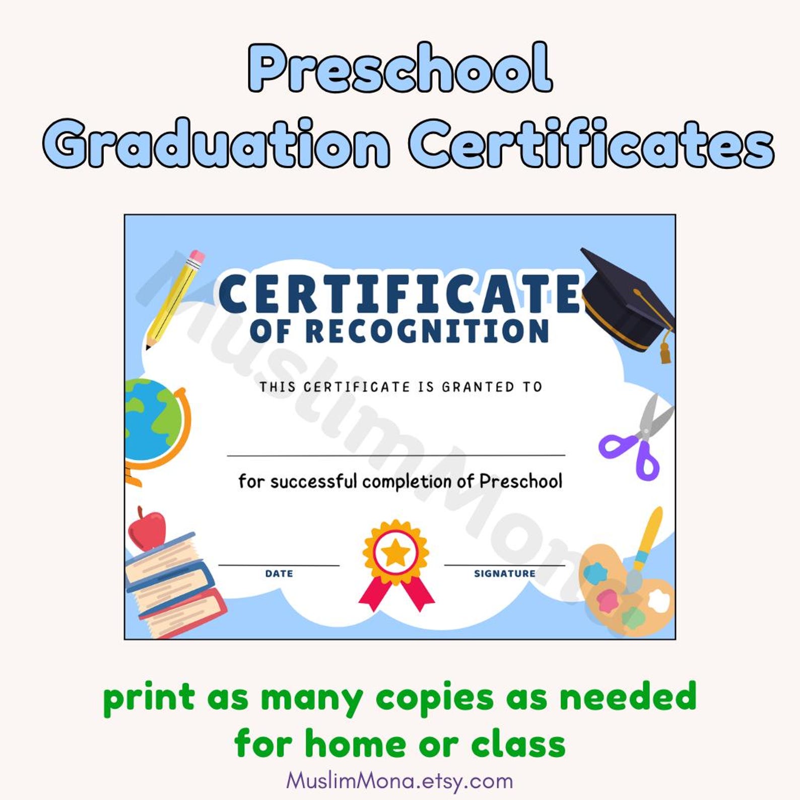 Printable Graduation Certificates – Preschool Graduation & Kindergarten ...