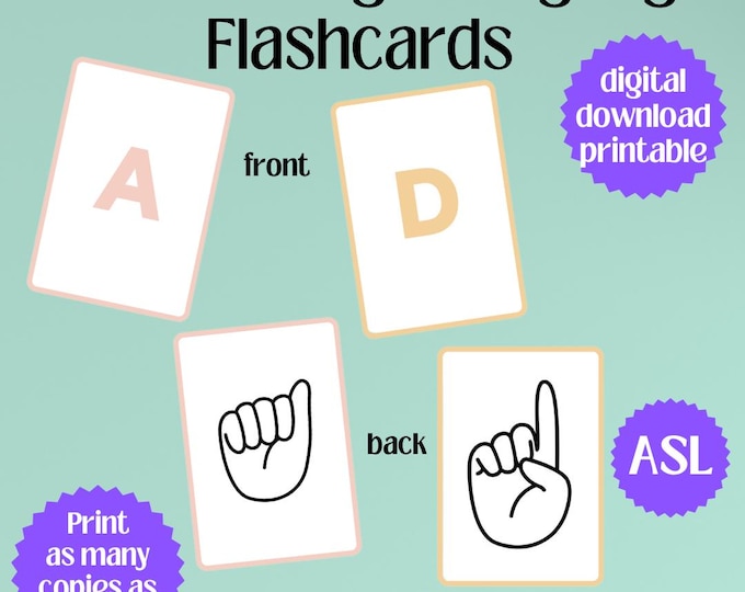 Basic Sign Language DIGITAL Pack. 16 Sign Language Cards, ASL American ...
