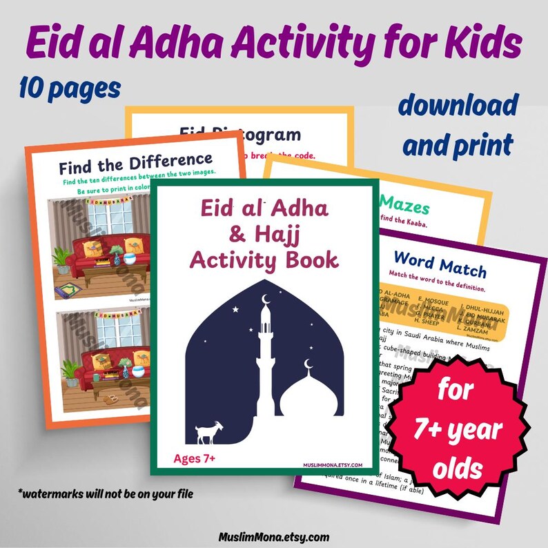Eid Al-adha Hajj Activity Book for 7+ Year Kids: Mazes, Puzzles (PDF ...