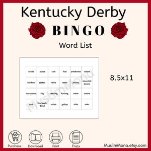 Kentucky Derby Bingo Cards Printable Derby Activity Game - Etsy