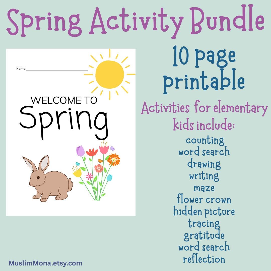 Spring Activity Book for Elementary Kids Printable - Etsy