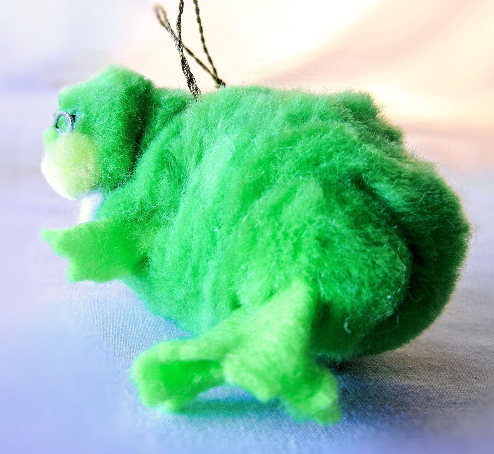 Green Walrus Christmas Ornament Decoration, Mod Lime 60s Pom Pom Animal ...