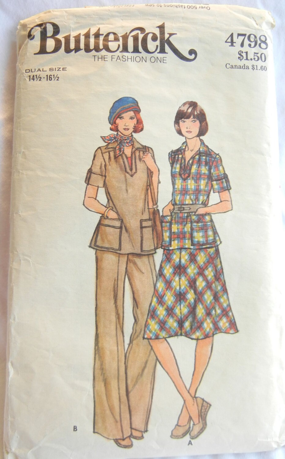 Safari Style Dress or Pantsuit Pattern, Butterick 4798 Uncut, Women's ...