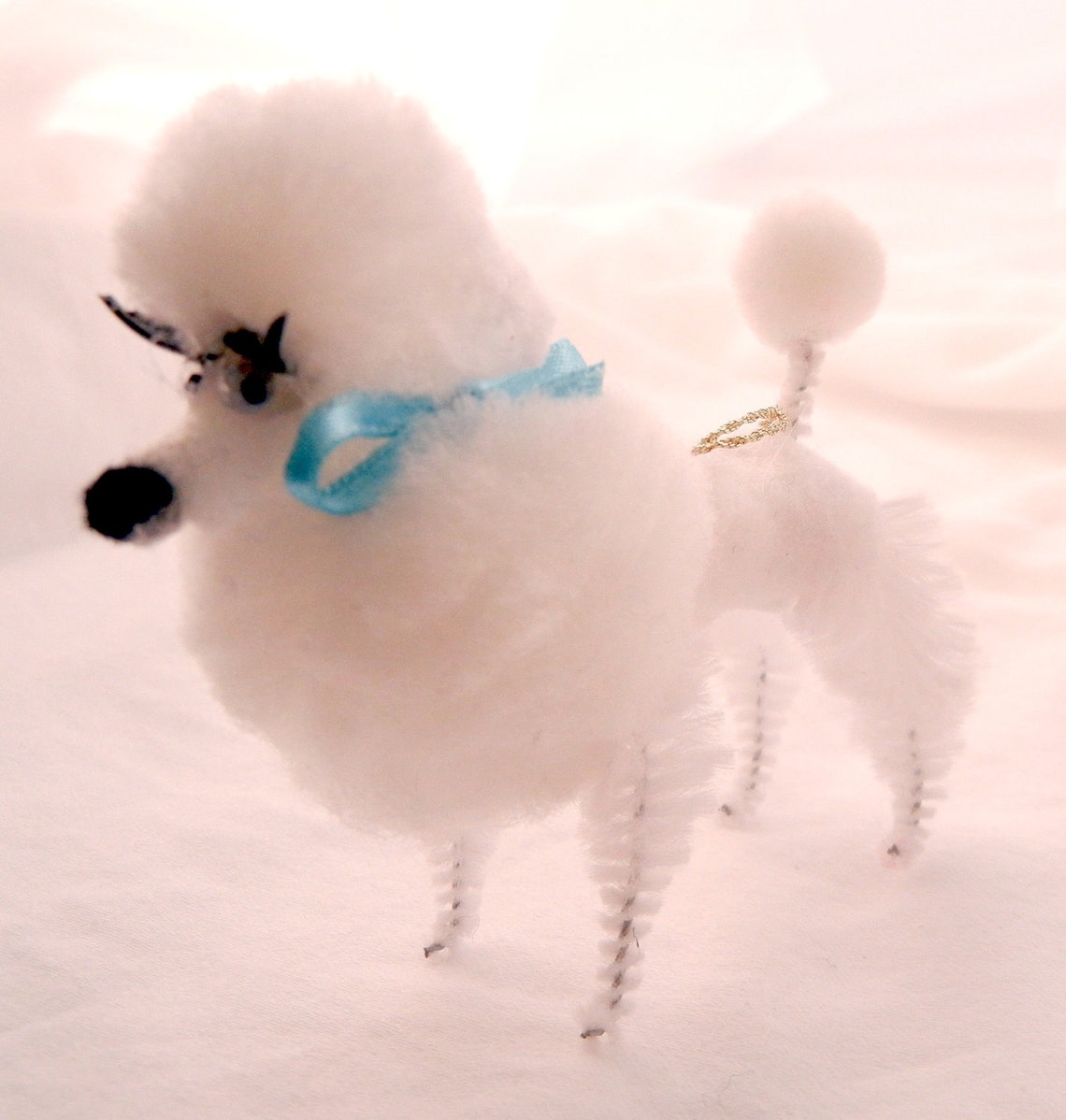 White Poodle Dog Pom Pom Decoration, 50s 60s Retro Style - Etsy
