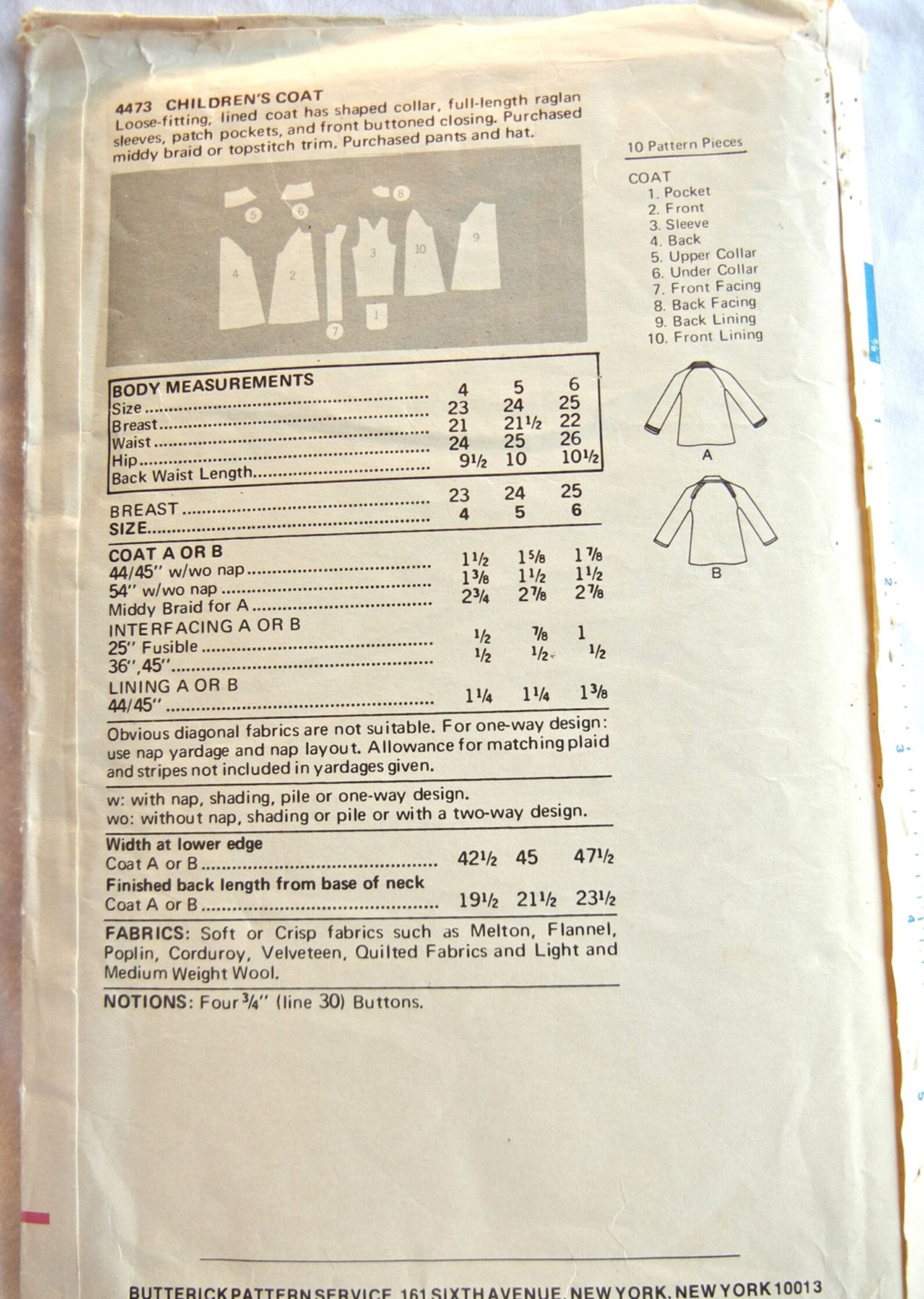 Children's Coat Outerwear Pattern Bell Shaped Mini - Etsy