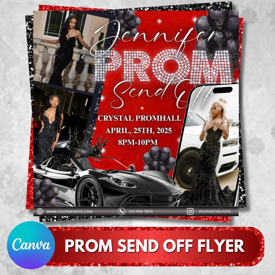 Prom Send off Flyer, DIY Prom Flyer, Prom Canva Template, Prom Send Off ...