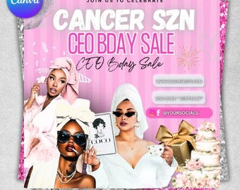 Cancer Birthday Flyer, Birthday Szn Flyer, Cancer Invitation Flyer ...
