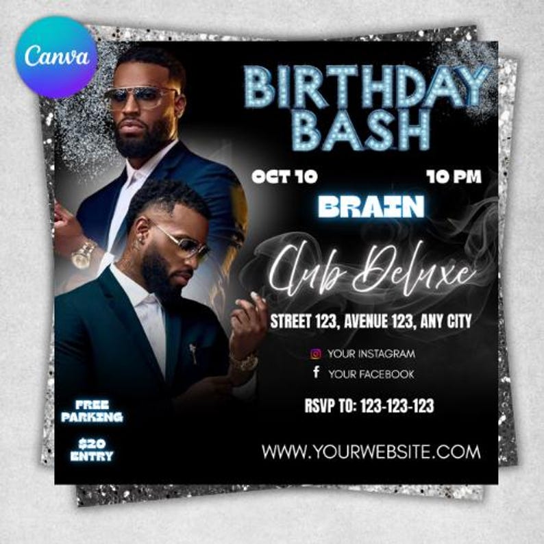 Birthday Party Flyer, Men's Birthday Flyer, Birthday Boy, Event Flyer ...