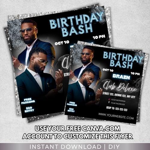 Birthday Party Flyer, Men's Birthday Flyer, Birthday Boy, Event Flyer ...