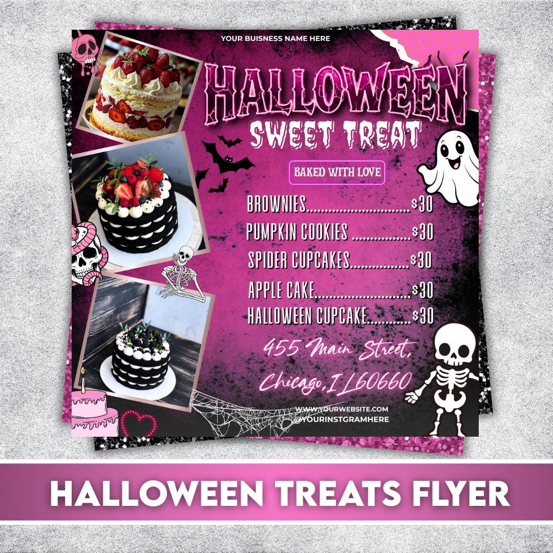 Halloween Bake Sale Flyer, October Sweet Treats Flyer, Bakery Flyer ...