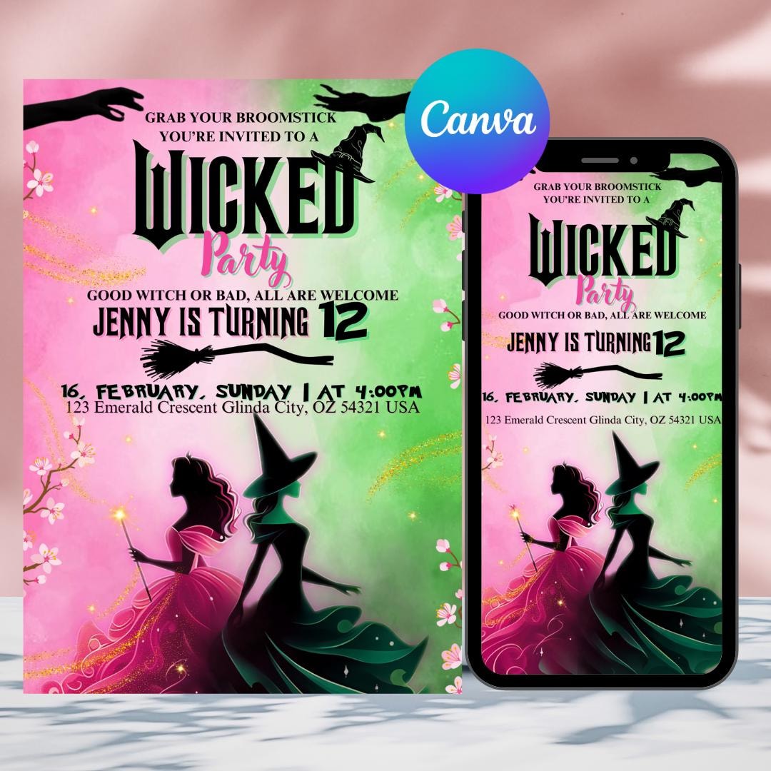 Wicked Birthday Party Invitation, Wicked Party Invitation, WICKED ...