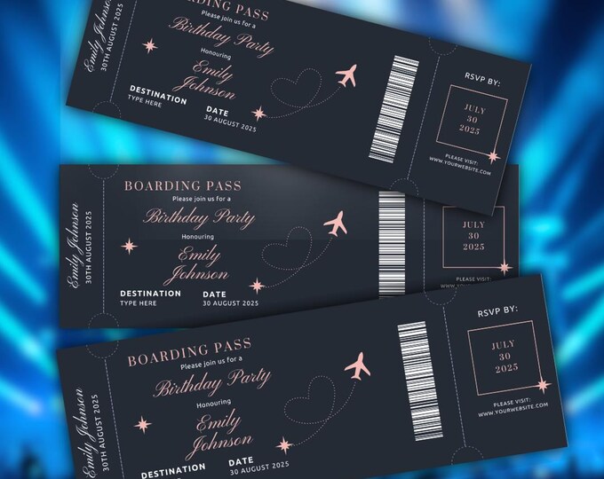 Editable Boarding Pass Template, Printable Personalized Airline Ticket ...