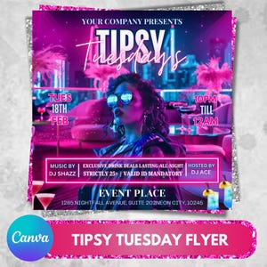 Tipsy Tuesdays Flyer | Urban Party Flyer Canva Template | Club ...