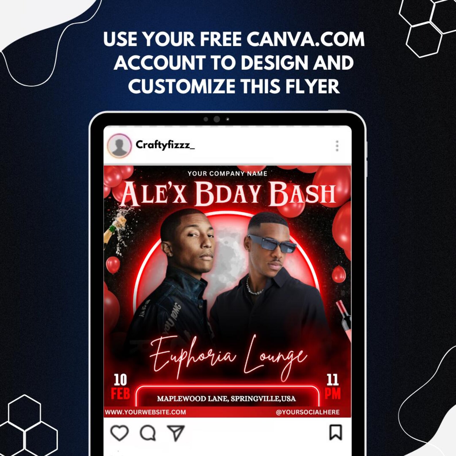 Birthday Flyer, Birthday Party Flyer, Men's Birthday Flyer, Male ...