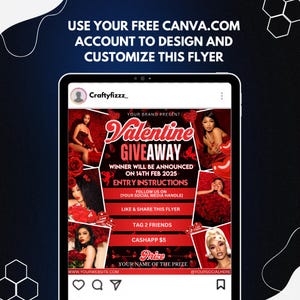 Valentine's Day Giveaway Flyer, Editable Canva Template (digital ...