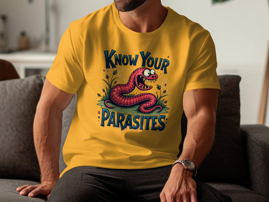 Funny Know Your Parasites T-shirt, Humorous Worm Graphic Tee, Unique ...