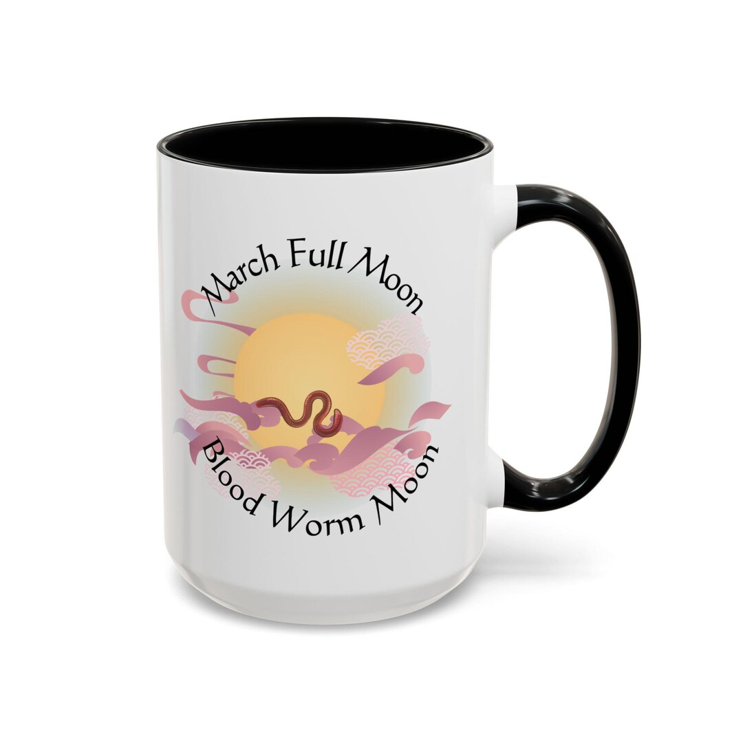 Full Moon Coffee Mug, March Blood Worm Moon, Celestial Gift, Lunar ...
