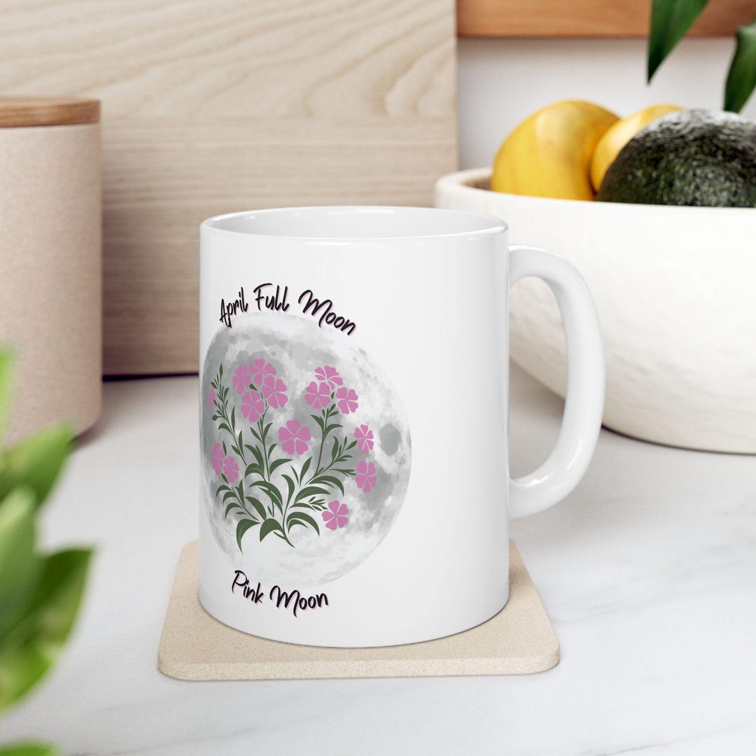 April Full Moon, Pink Moon, Full Moon Mug, Moon Phase Mug Series ...