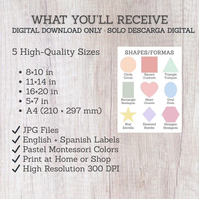 Bilingual Shapes Poster – Montessori Shapes Chart English Spanish ...