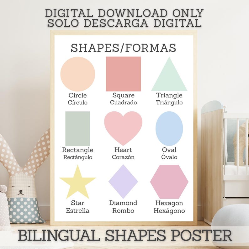 Bilingual Shapes Poster – Montessori Shapes Chart English Spanish ...