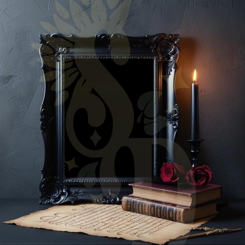 Dark Academia A4 Frame Mockup: Gothic Bookish Art Display (digital ...