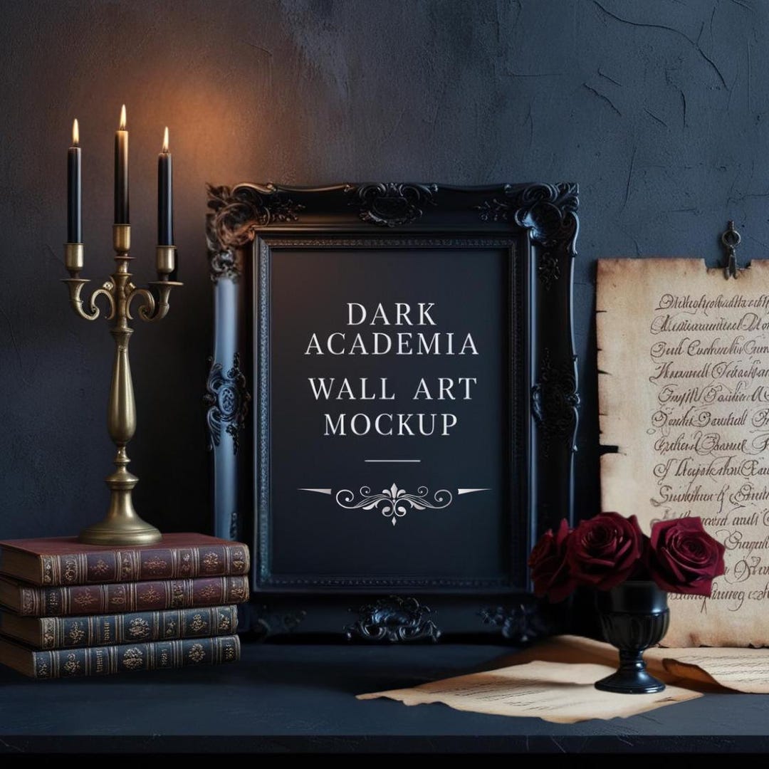Gothic Decor Mock Up, Dark Academia Mock Up, Poster Frame, Victorian ...