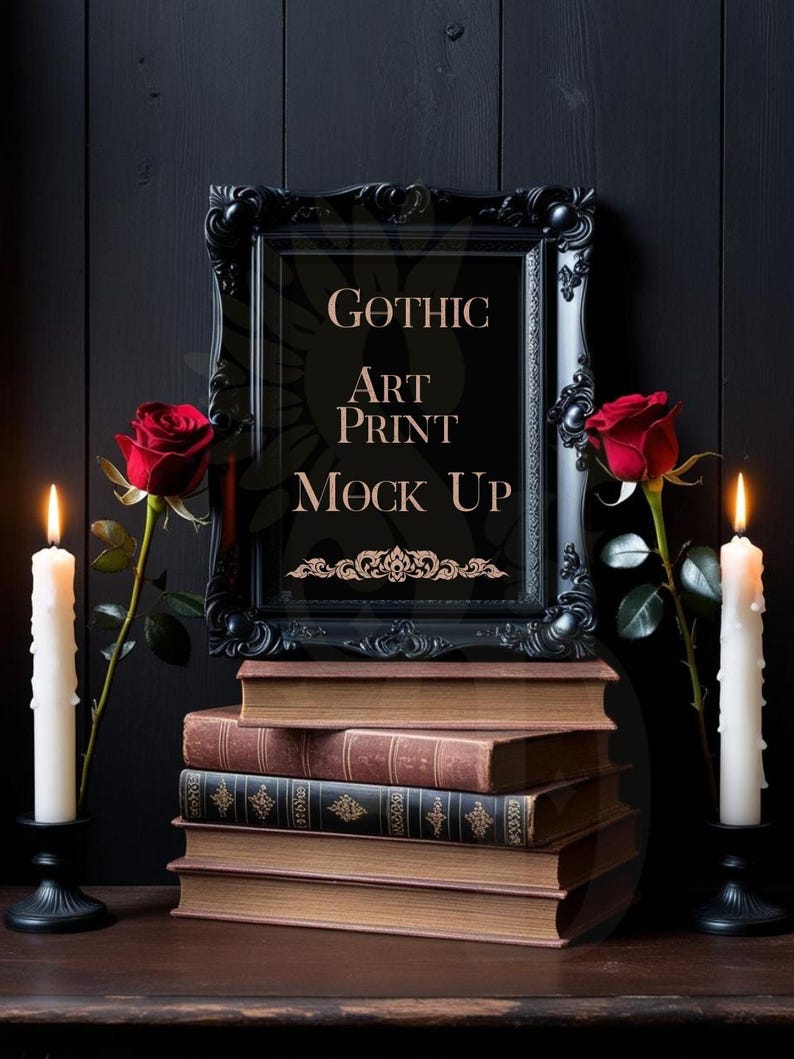 Gothic Wall Art Mock Up, Dark Academia Mock Up, Poster Frame, Victorian ...
