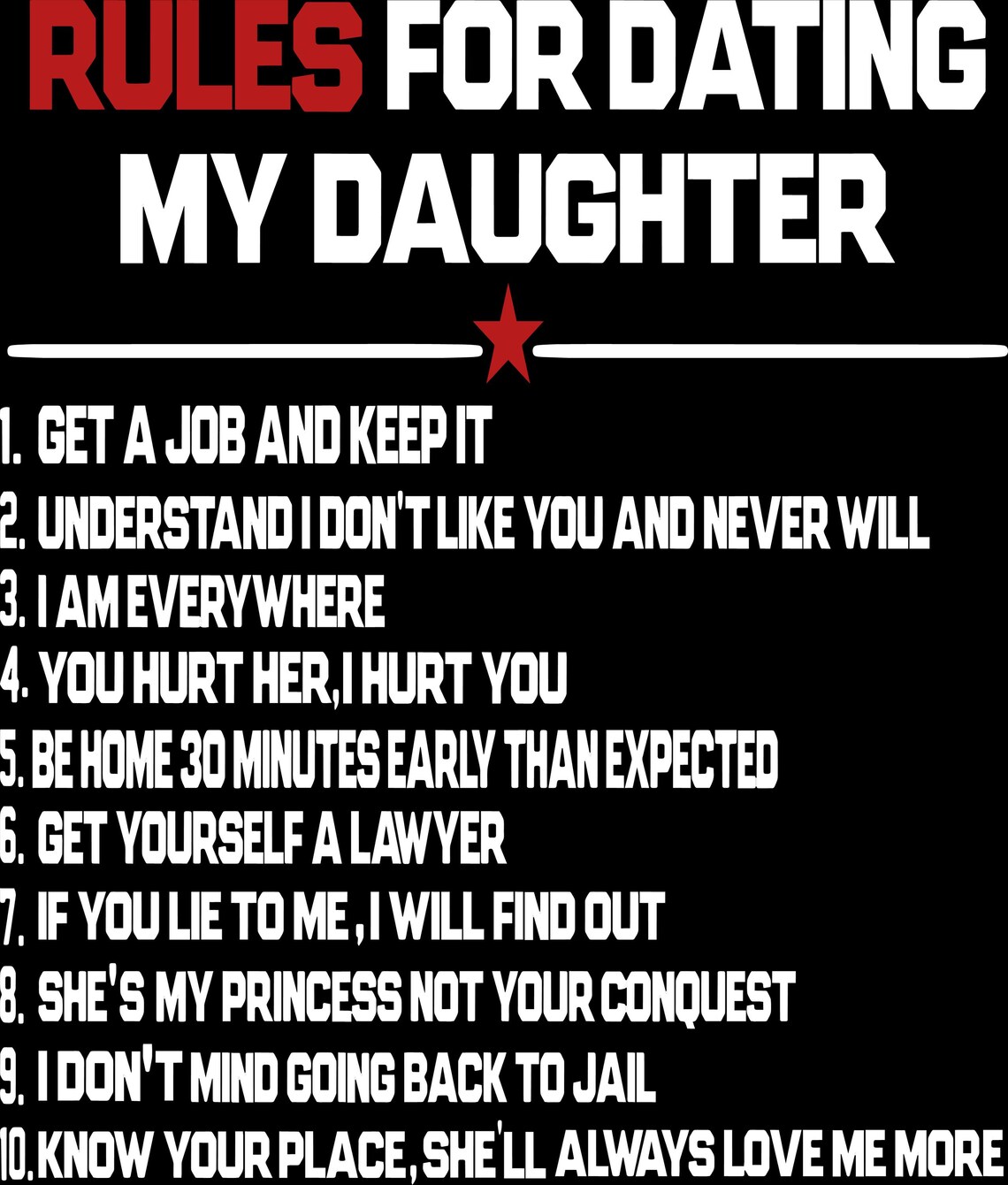 Rules for Dating My Daughter PNG Design - Etsy