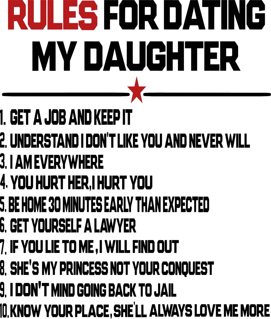Rules for Dating My Daughter PNG Design - Etsy