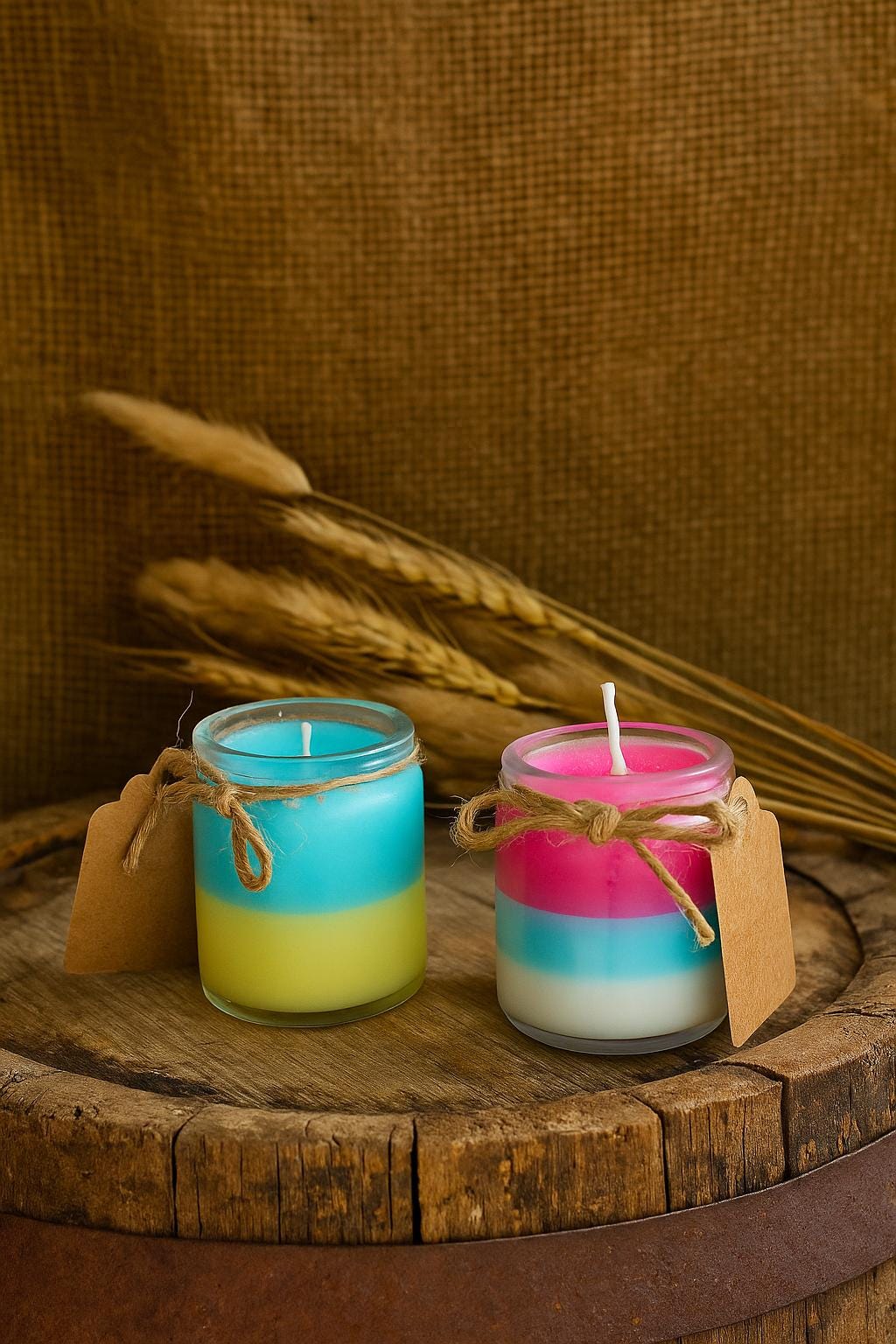 Set of Small Multicolored Candles in Mini Jars - Handmade Home Decor - Etsy