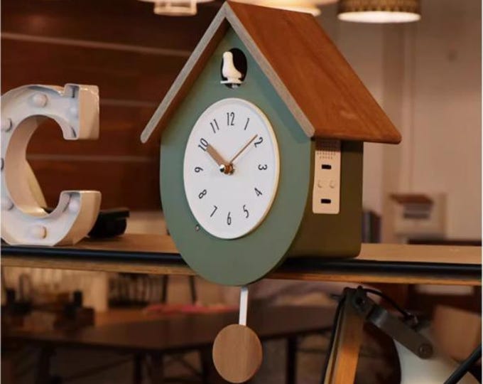 High Quality Unique Natural Wood Cuckoo Sing Bird Swing Wall Clock ...