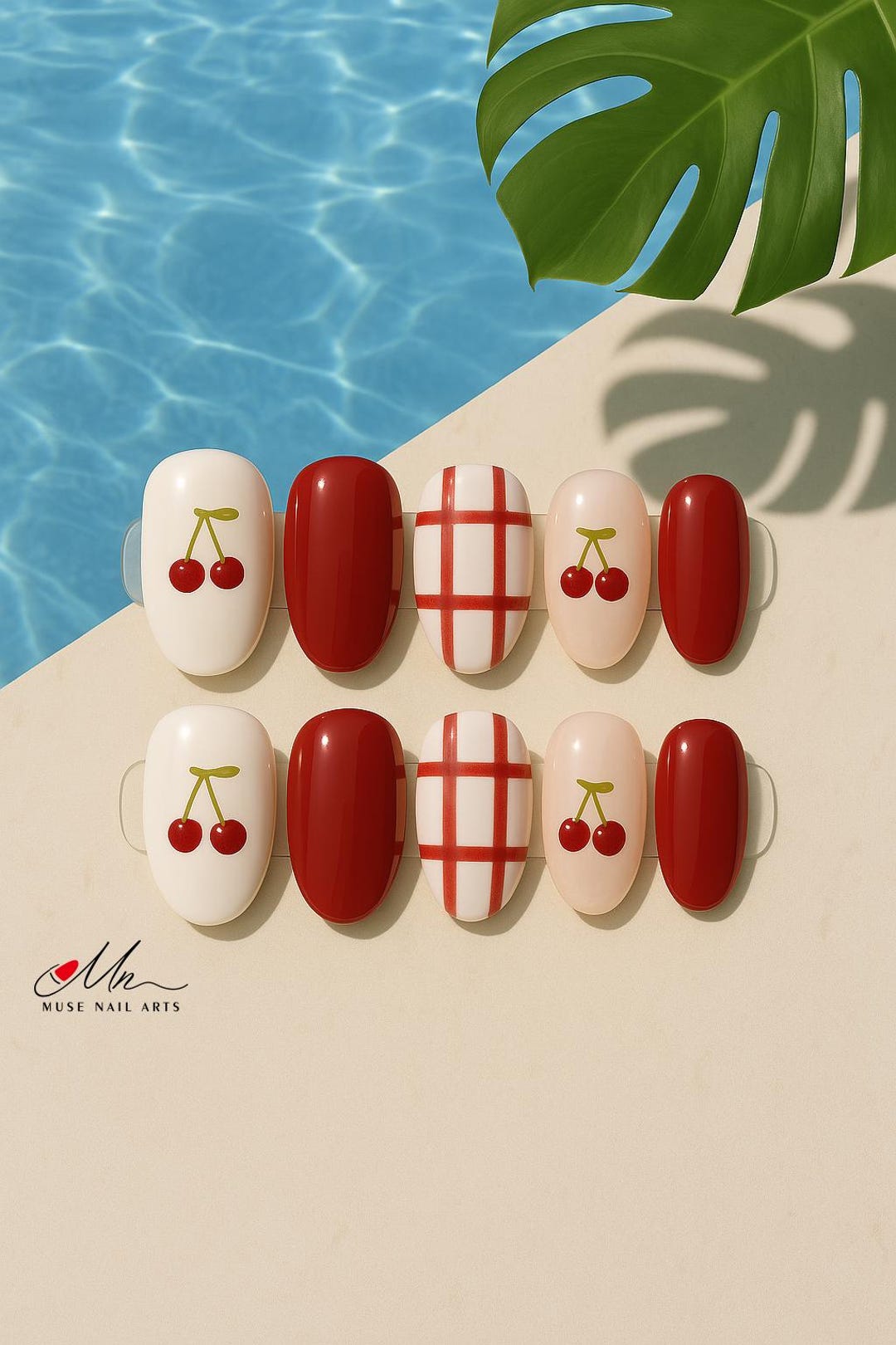 Short Almond Cherry Press-on Nails - Etsy
