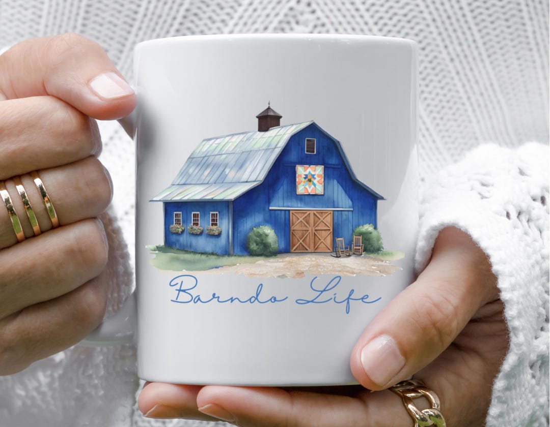 Barndo Life Coffee Mug Blue Barn Farmhouse Mug Rustic Barndominium ...