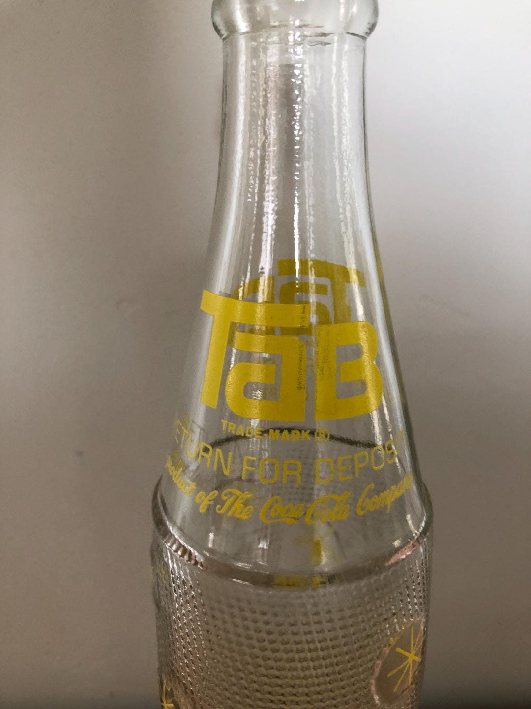 Vintage TAB Soda Bottle Yellow With Starbursts MCM Atomic 70s - Etsy